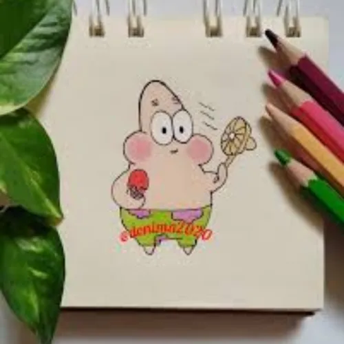 کلی نقاشی گوگولی و کیوت از پاتریک و باب💛💚💜 عکس ویسگون
